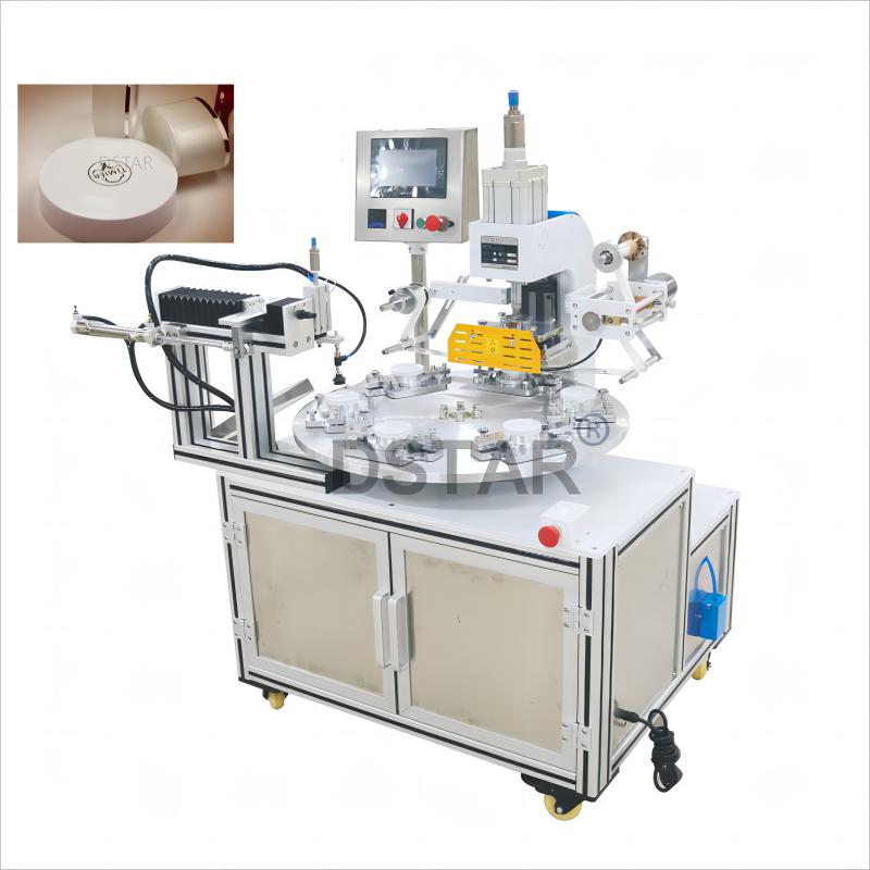 Plastic Bottle Cap Top Hot Foil Stamping Machine with rotary workbench ...